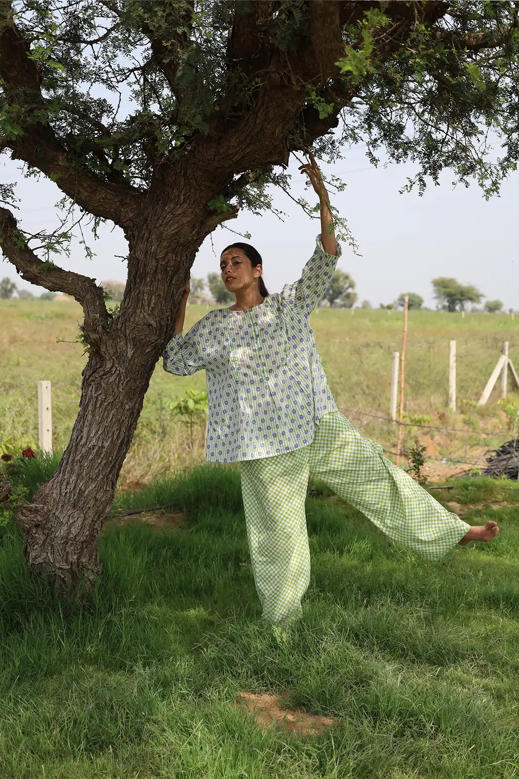 Buy Green Edge Play Pants | Mul‑Mul with Hem Detailing